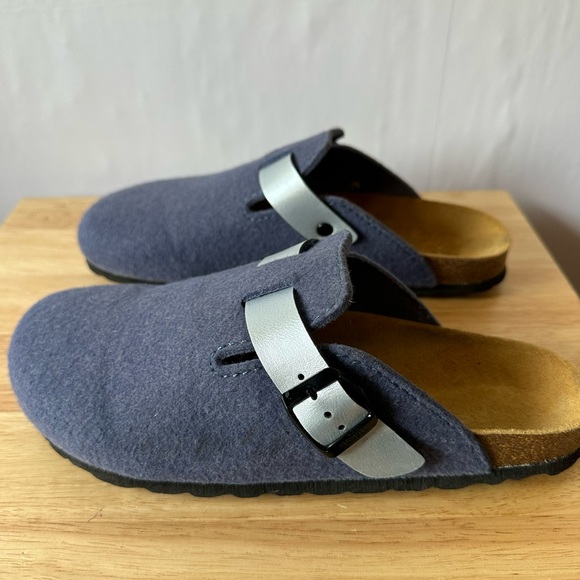 Mandèl | Shoes | Mandl Wool Felted Cork Footbed Slip On Mule Clog Blue ...